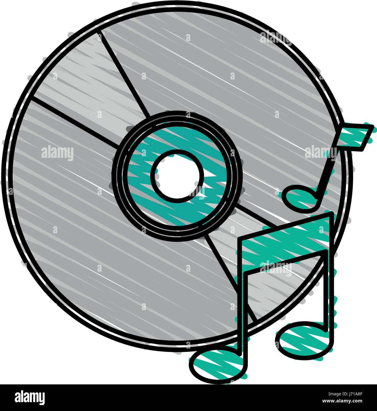 colorful crayon silhouette of music compact disc Stock Vector Image ...