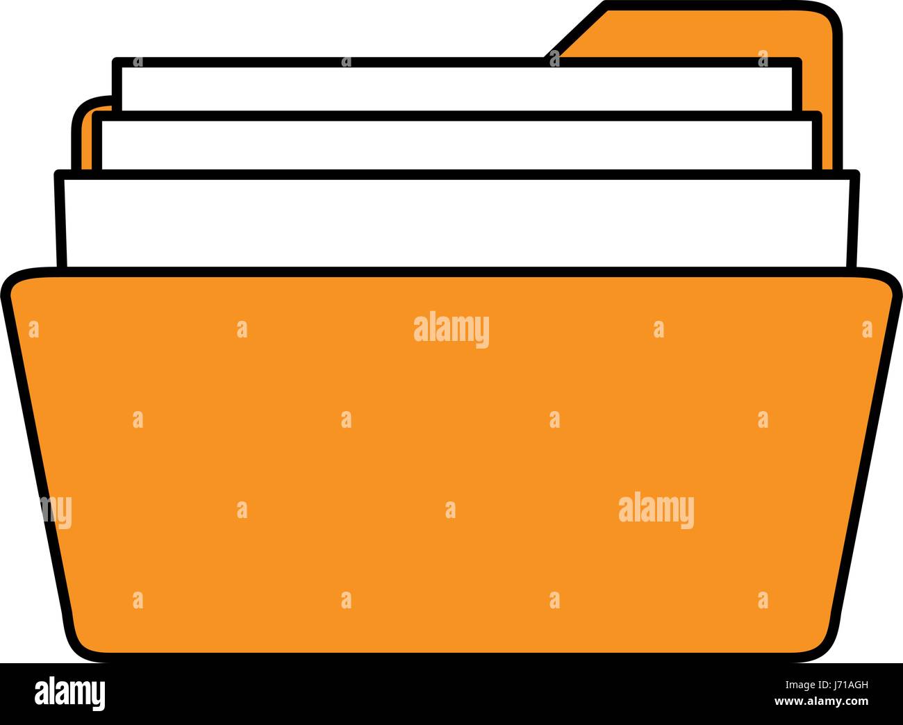 color silhouette image of opened folder with sheets Stock Vector Image ...