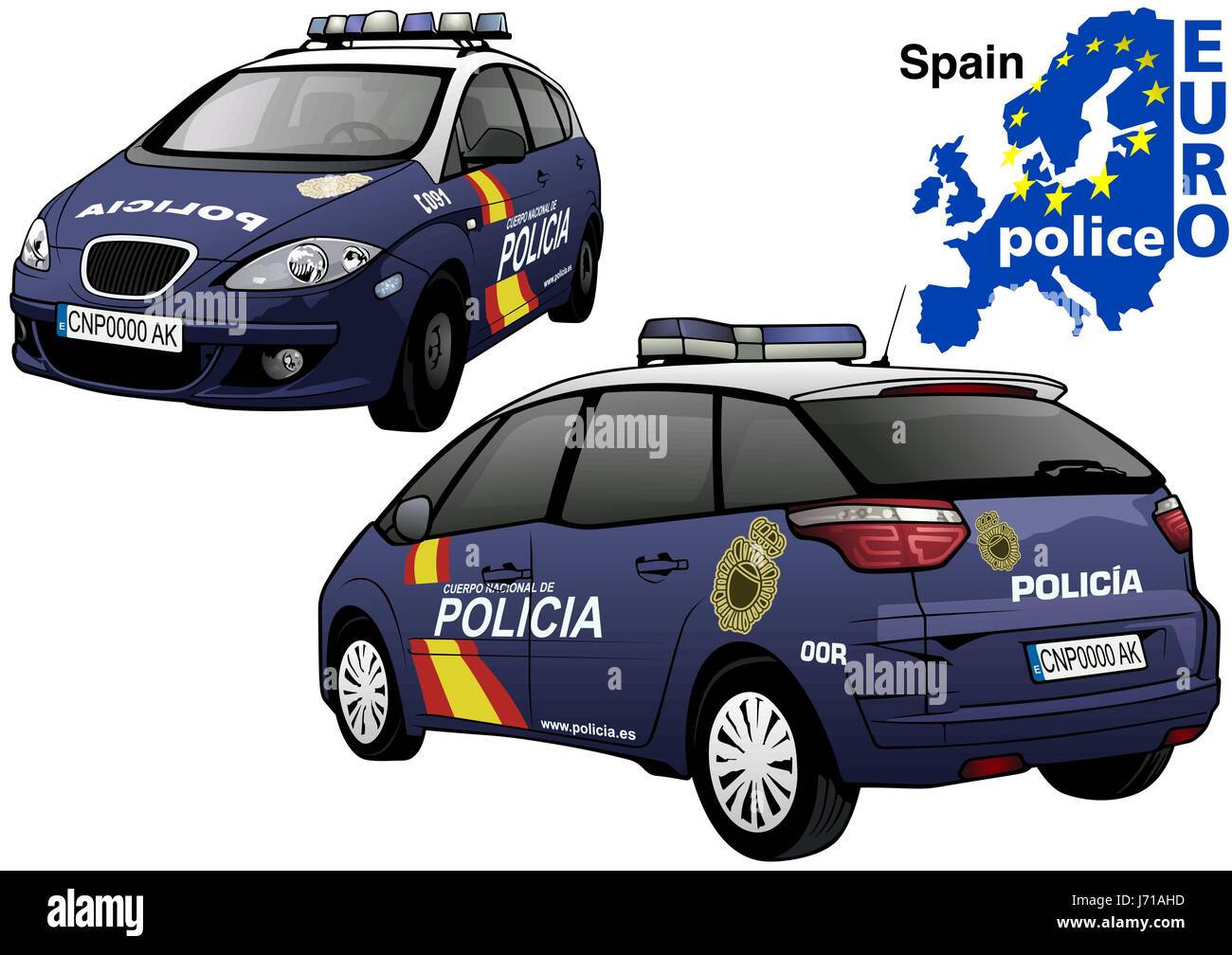 Spain Police Car Stock Vector Image & Art - Alamy