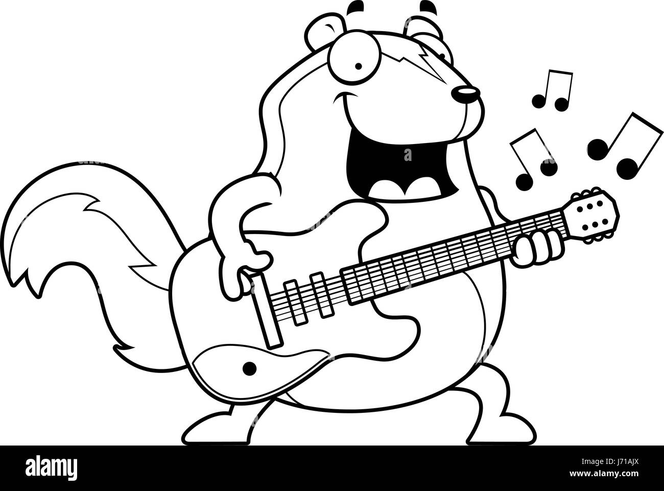 A cartoon illustration of a skunk playing an electric guitar Stock ...