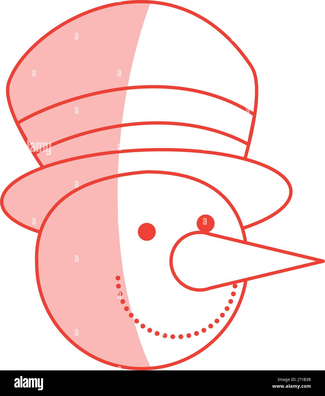 red shading silhouette of face of snowman with hat Stock Vector Image ...