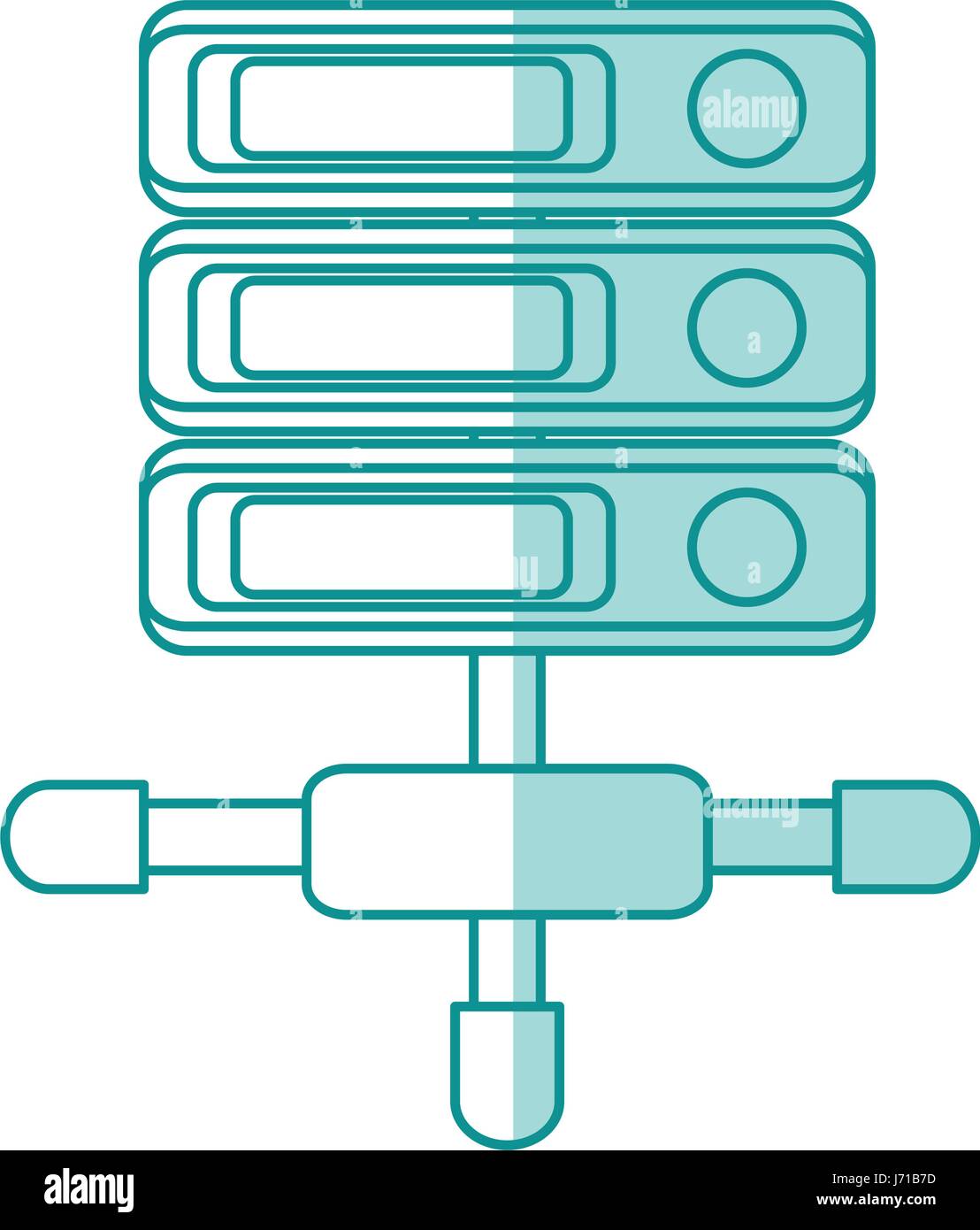 blue shading silhouette of network server with removable storages Stock ...