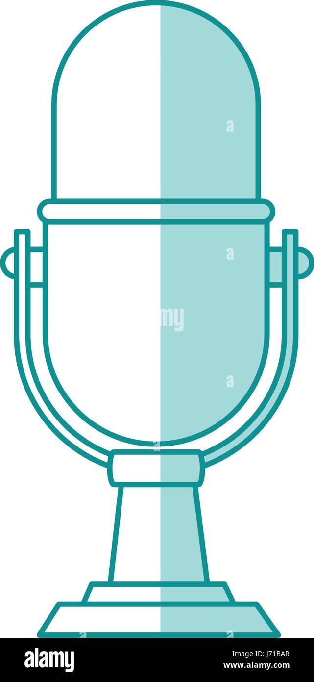 blue shading silhouette of desk microphone of fixed base Stock Vector ...