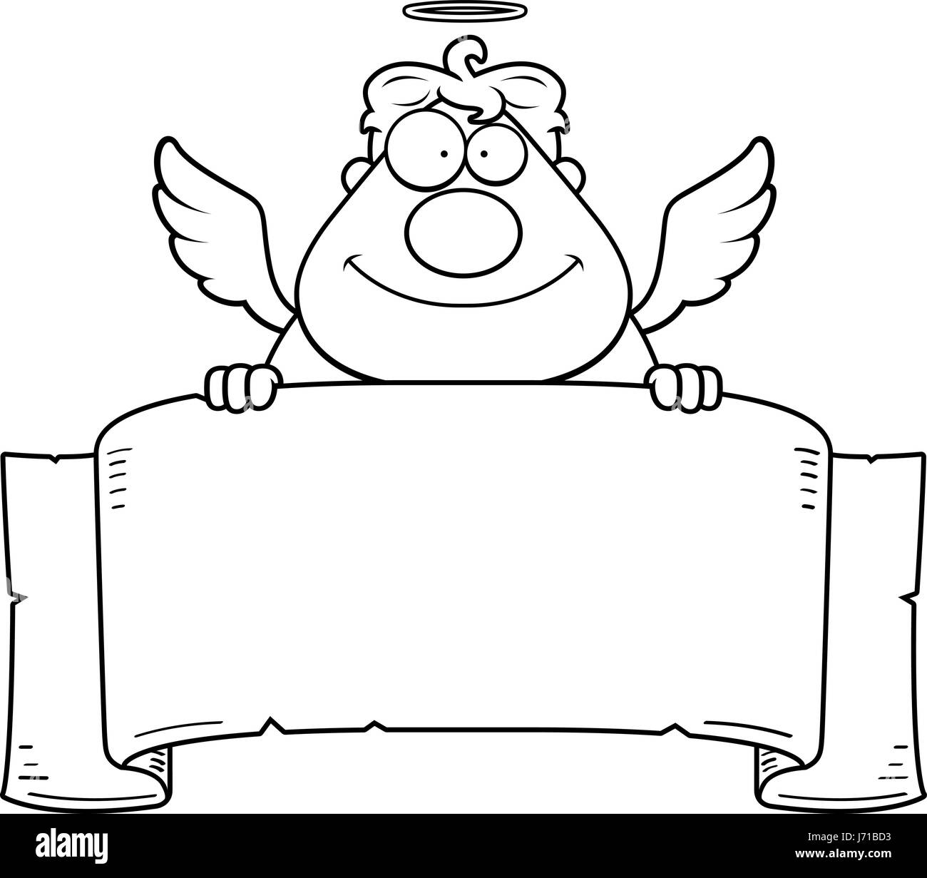 Angel with banner Black and White Stock Photos & Images - Alamy