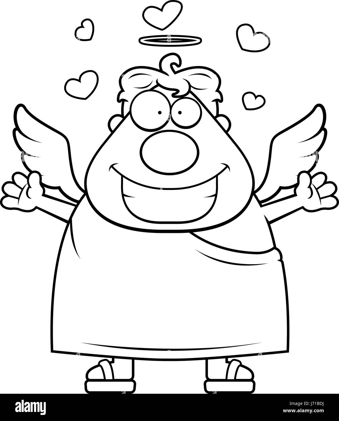 A cartoon illustration of an angel ready to give a hug Stock Vector ...
