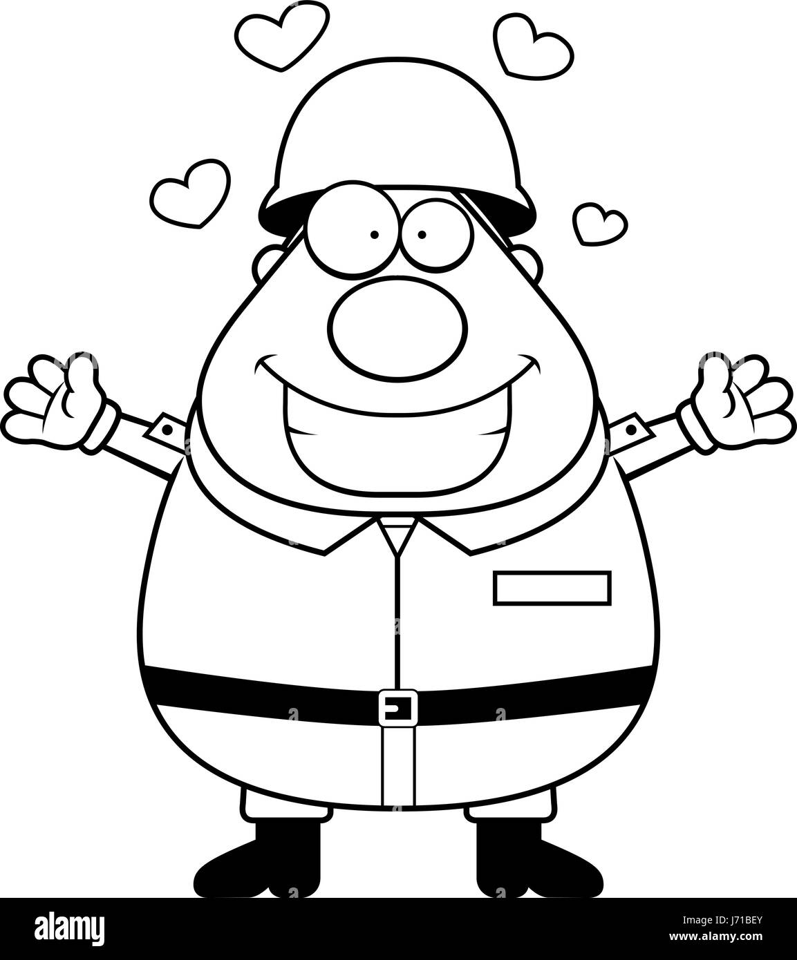 A cartoon illustration of an army soldier ready to give a hug Stock ...