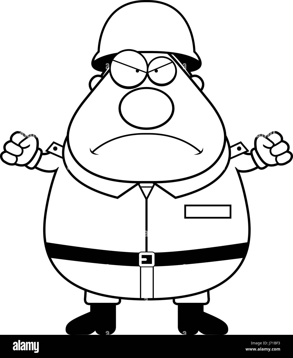 A cartoon illustration of an army soldier looking angry Stock Vector ...