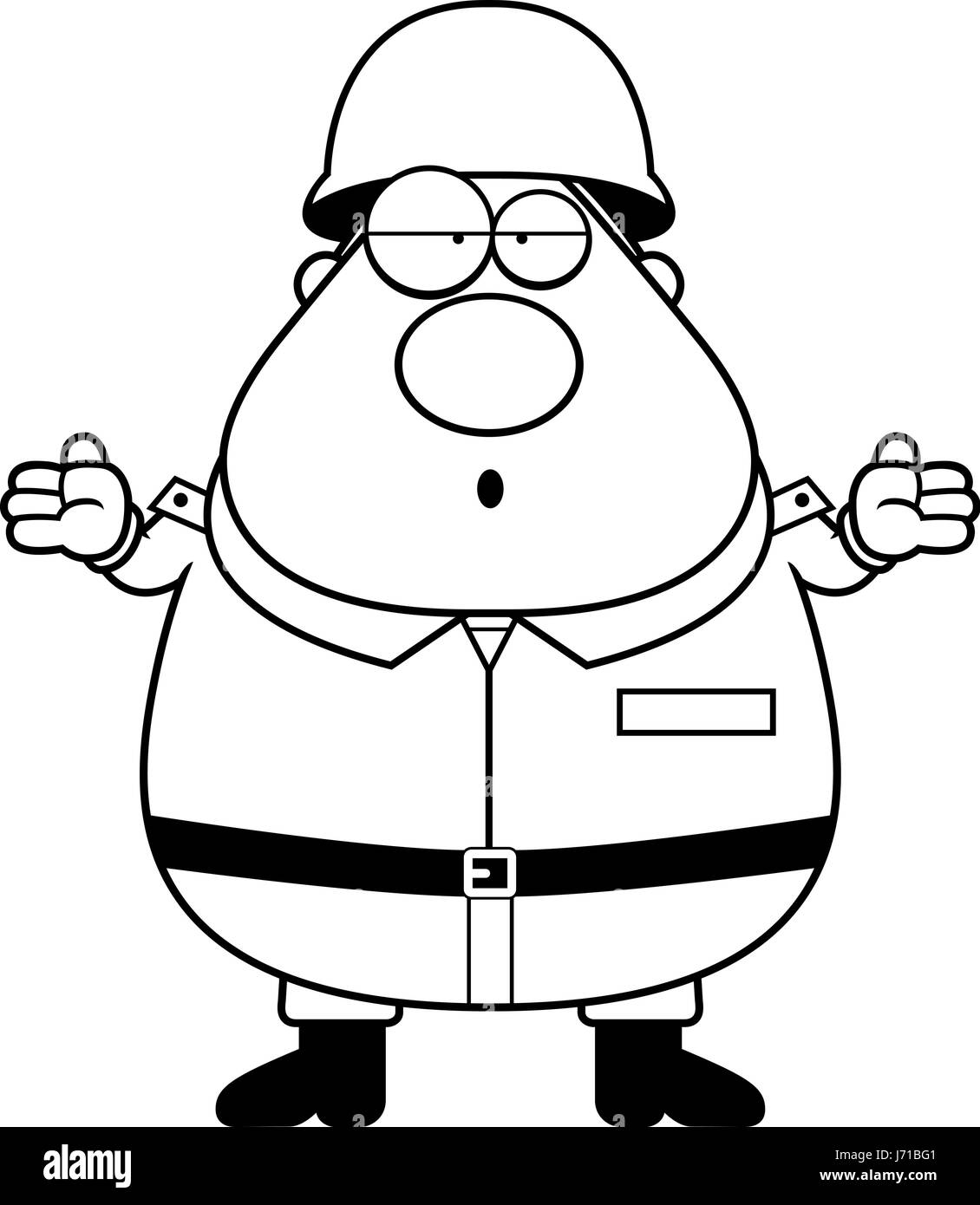 A cartoon illustration of an army soldier looking confused Stock Vector ...