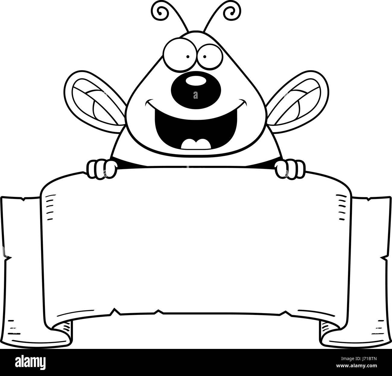 A cartoon illustration of a bee with a banner sign Stock Vector Image ...