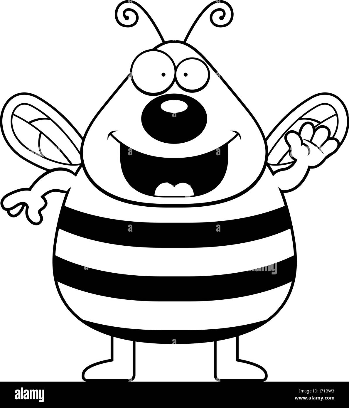 A cartoon illustration of a bee waving and smiling Stock Vector Image ...