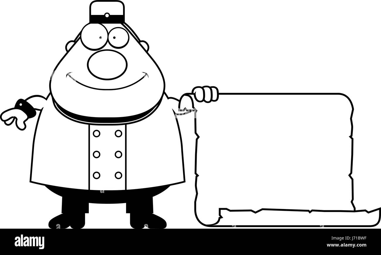 A cartoon illustration of a bellhop with a sign Stock Vector Image ...