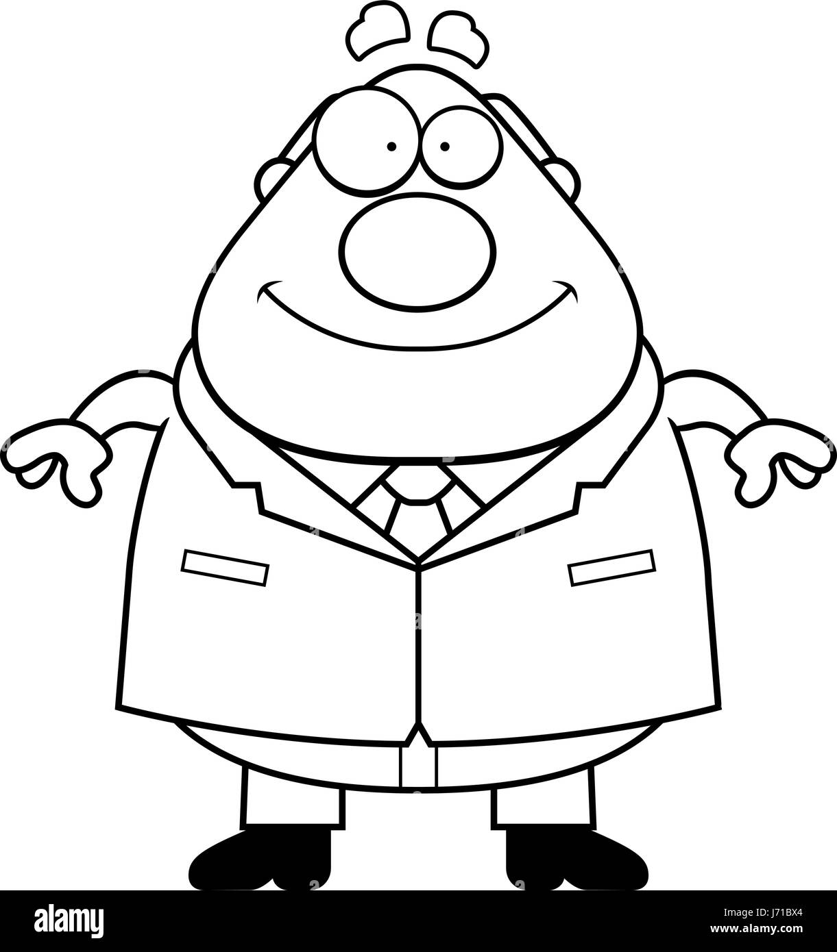 A cartoon illustration of a boss standing and smiling Stock Vector ...