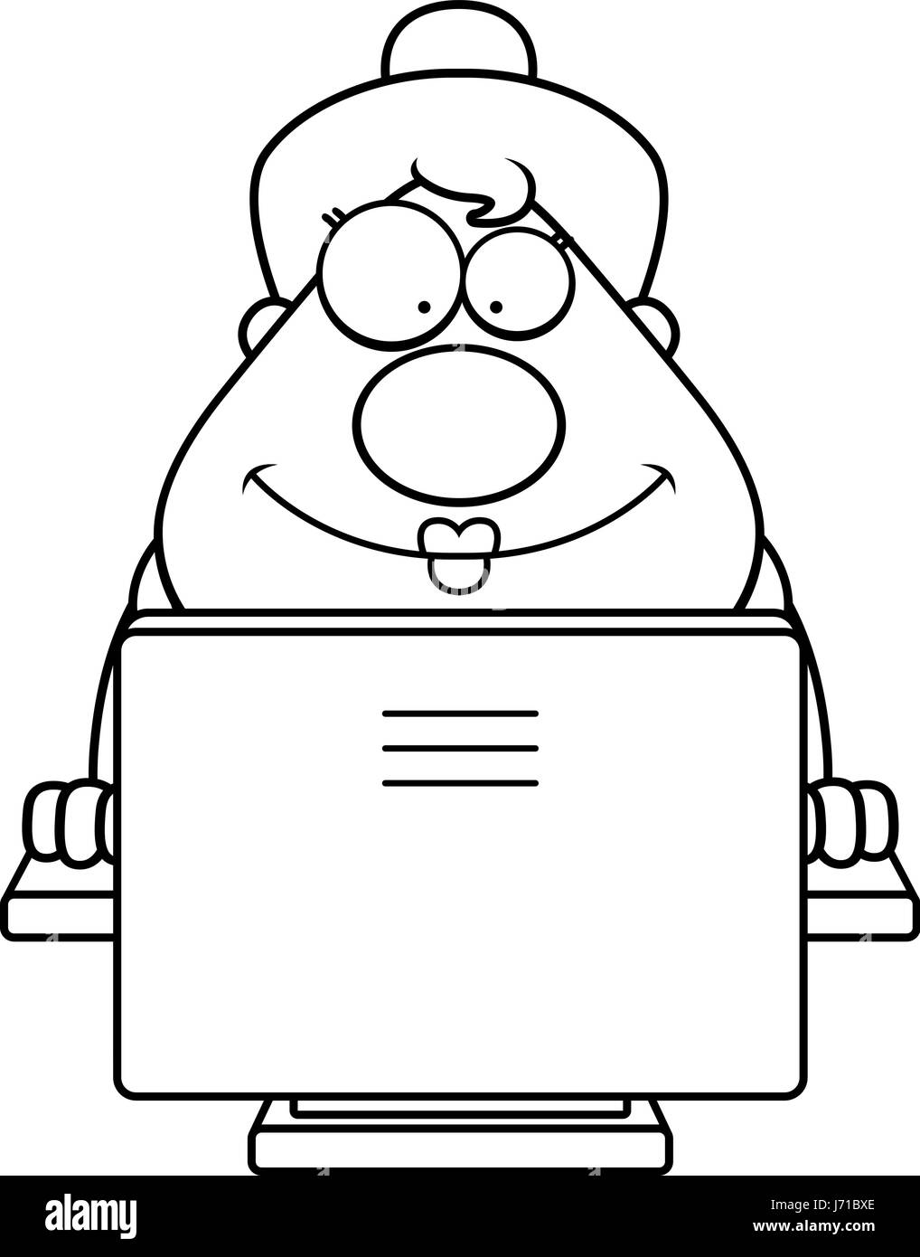 A cartoon illustration of a business woman using a computer Stock ...