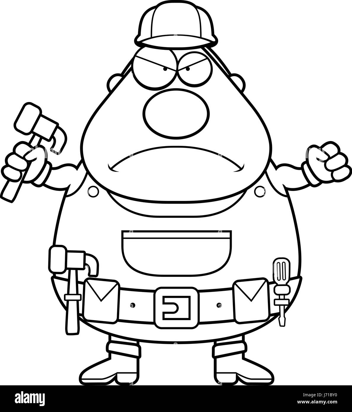 An angry cartoon handyman frowning and looking upset Stock Vector Image ...