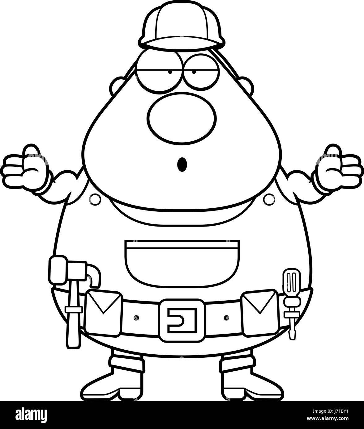 A cartoon handyman looking confused and shrugging Stock Vector Image ...