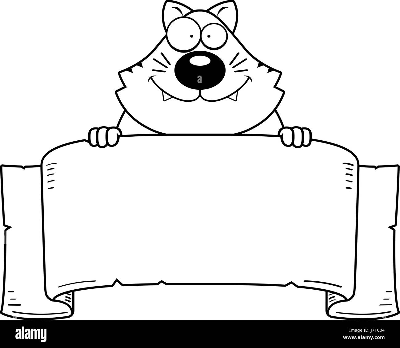 A cartoon illustration of a cat with a banner Stock Vector Image & Art ...