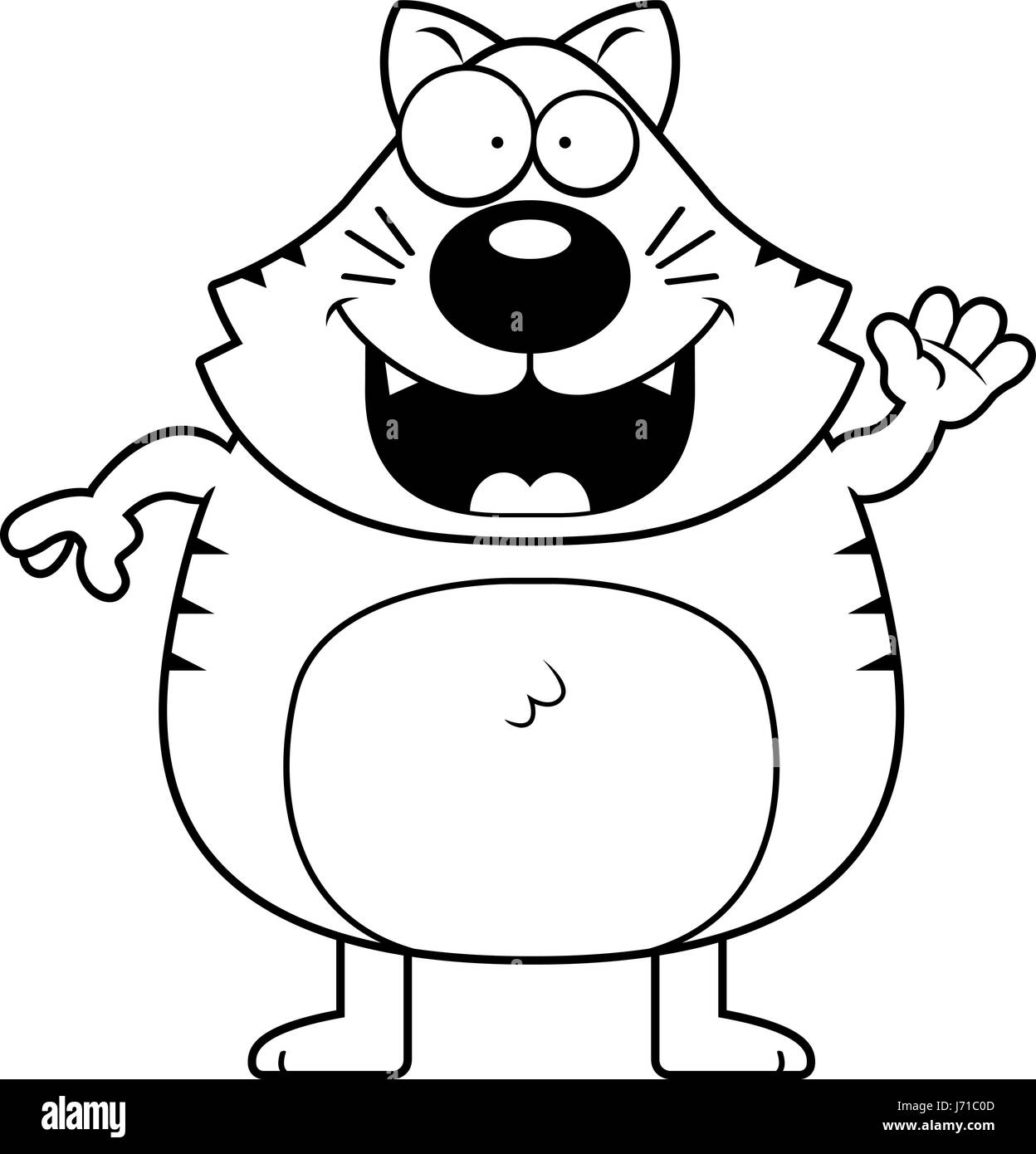A cartoon illustration of a cat waving and smiling Stock Vector Image ...
