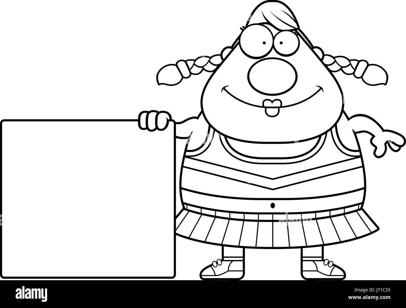 A cartoon illustration of a cheerleader with a sign Stock Vector Image ...