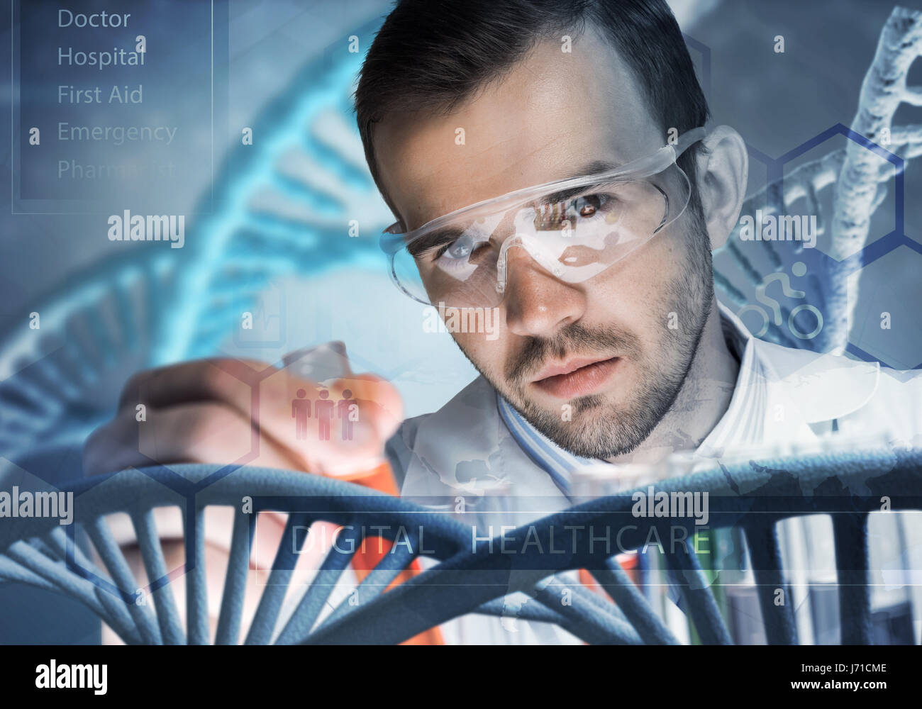 Portrait of concentrated male scientist working with reagents in laboratory Stock Photo - Alamy