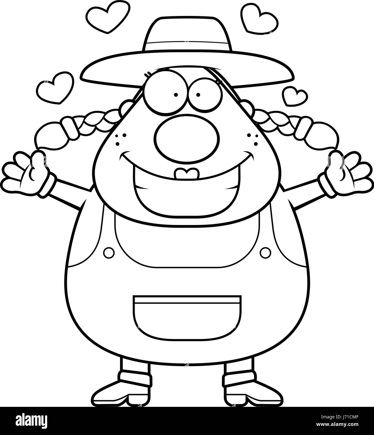 A happy cartoon farm girl ready to give a hug Stock Vector Image & Art ...