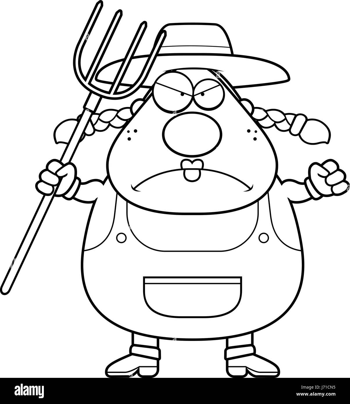 A cartoon farm girl with an angry expression Stock Vector Image & Art ...