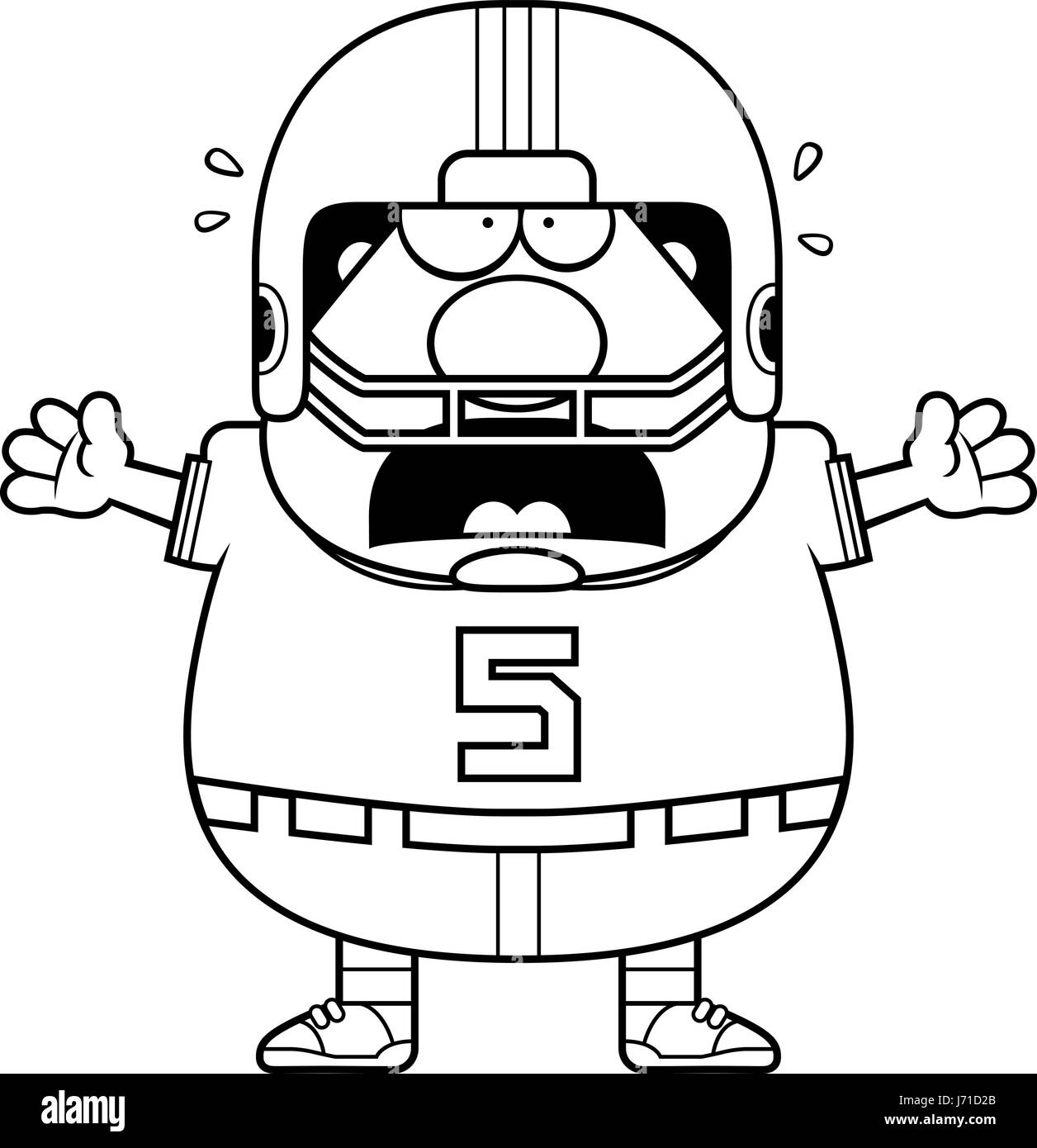 A cartoon illustration of a football player looking scared Stock Vector ...