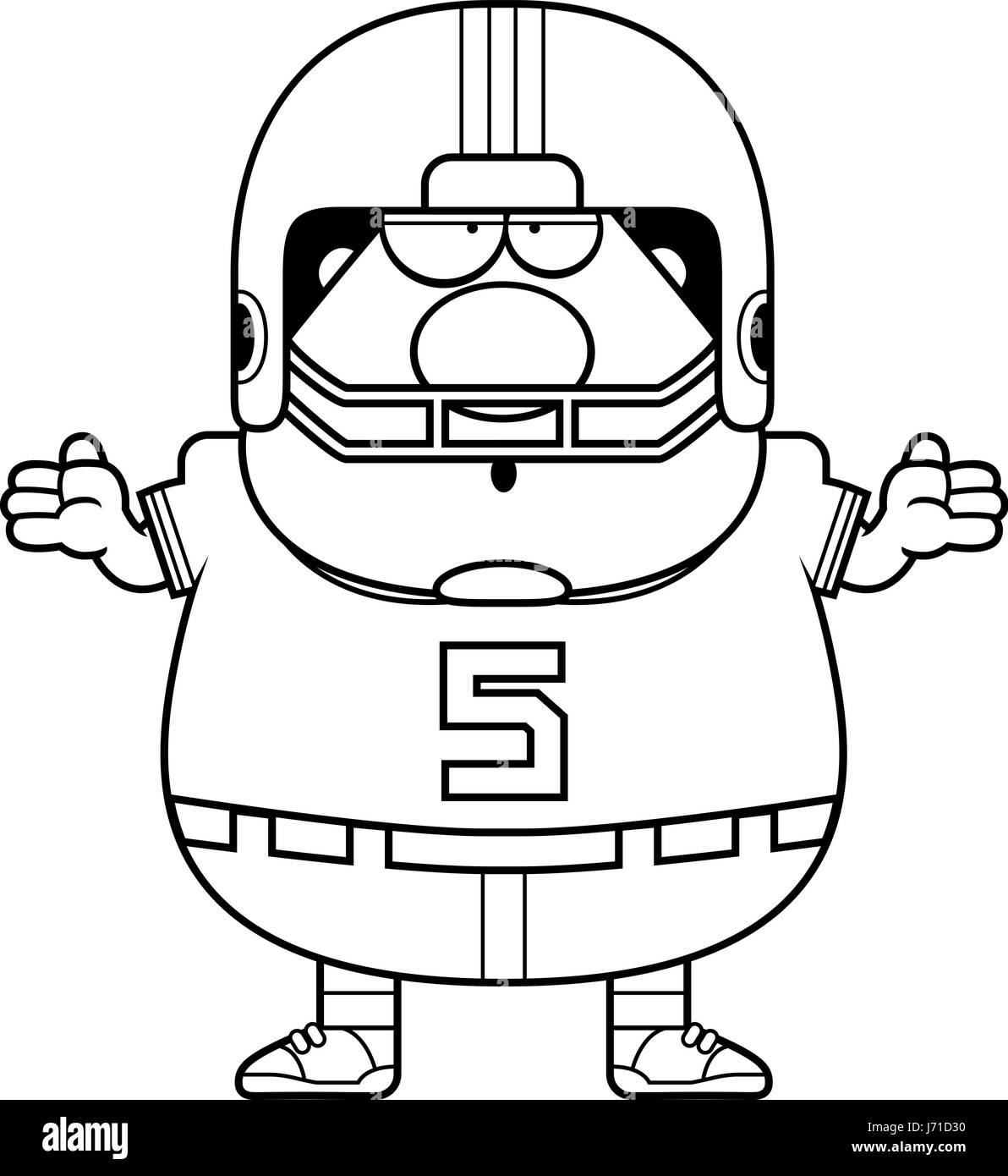A cartoon illustration of a football player looking confused Stock ...