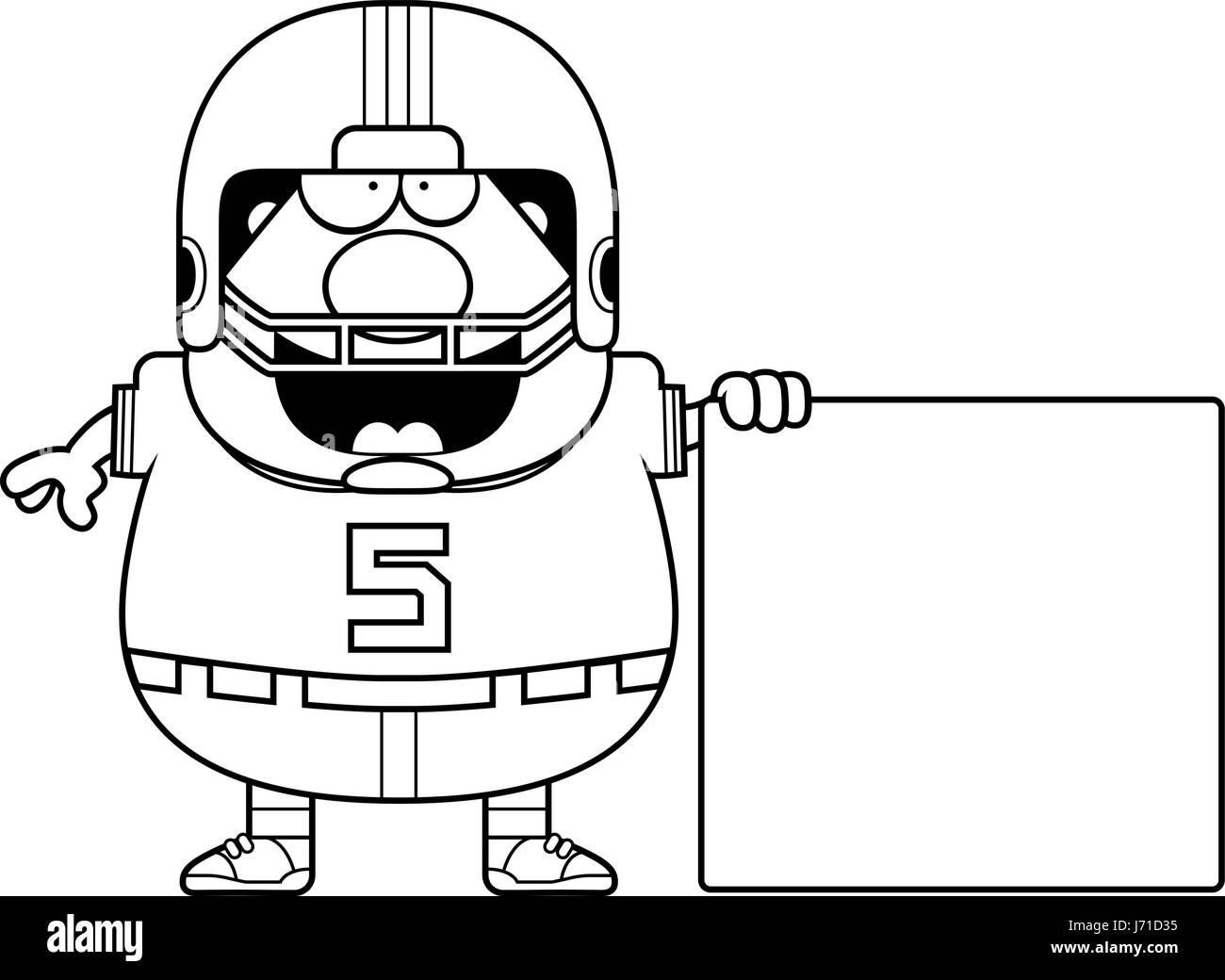 A cartoon illustration of a football player with a sign Stock Vector ...