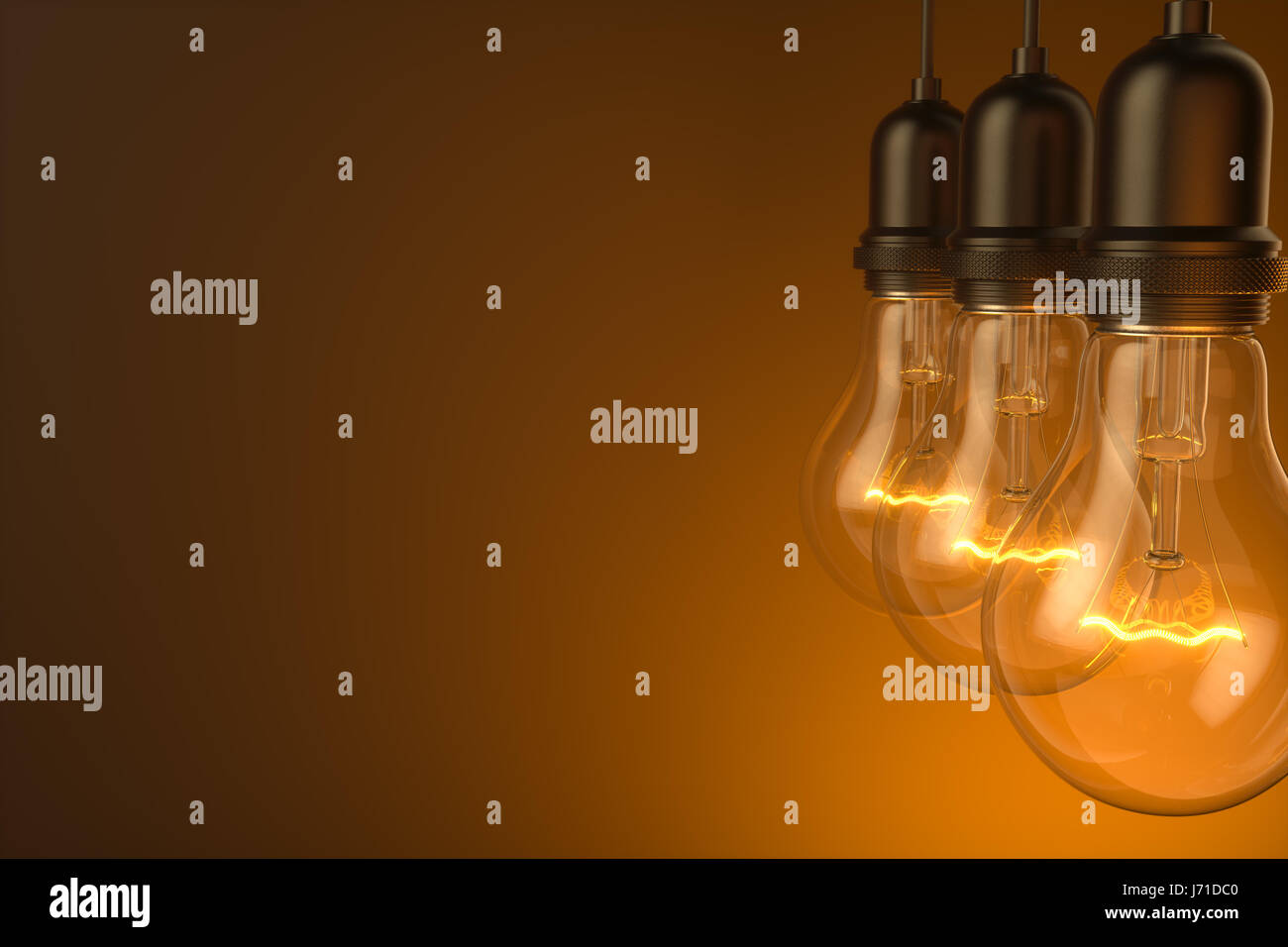 Lamp bulbs Illuminated on studio background. 3D illustration Stock ...
