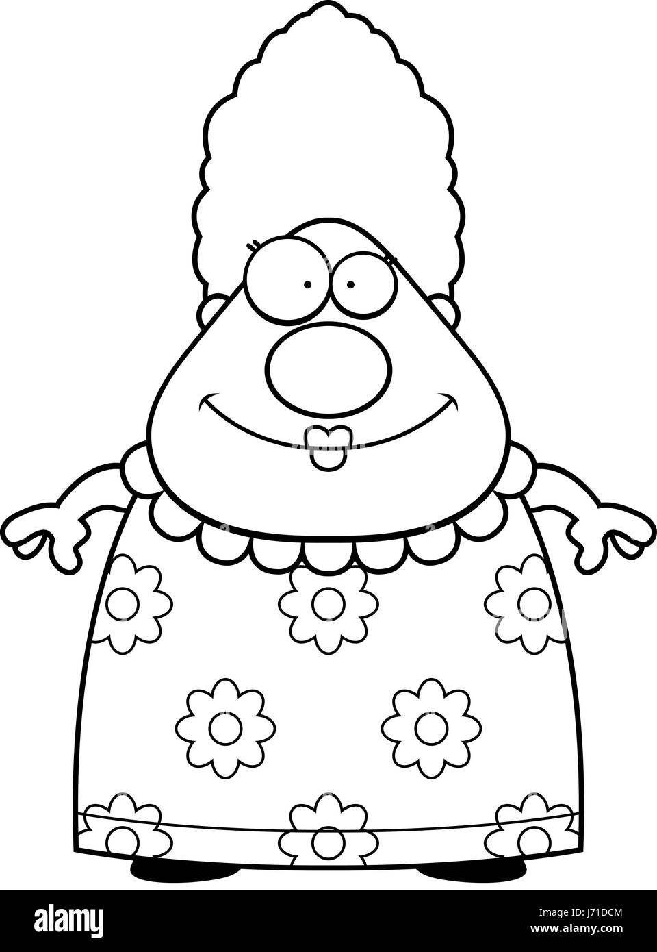 A Happy Cartoon Grandma Standing And Smiling Stock Vector Image And Art