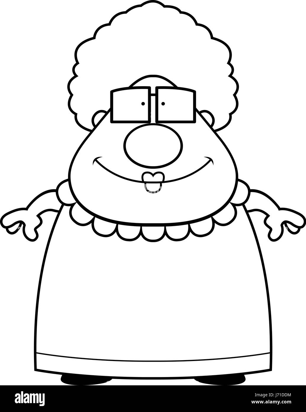 A Happy Cartoon Grandma Standing And Smiling Stock Vector Image And Art