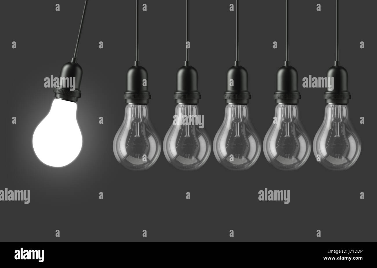 Group of lamp light bulbs Illuminated on studio background. 3D ...