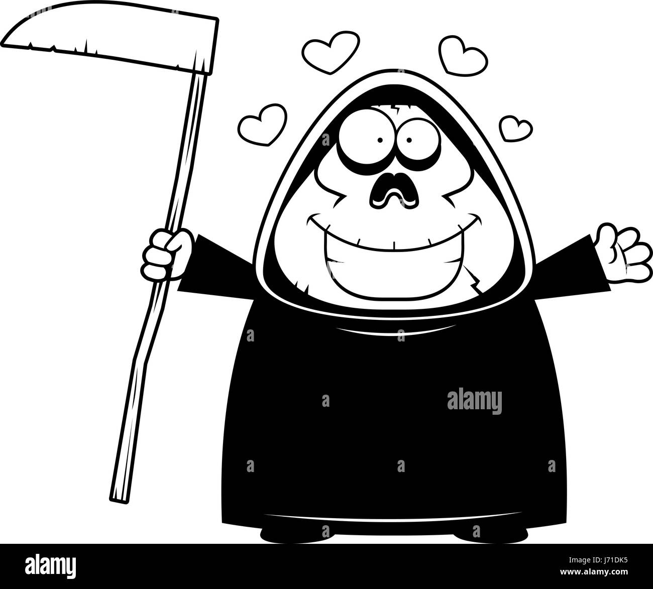 A cartoon illustration of a grim reaper ready to give a hug Stock ...