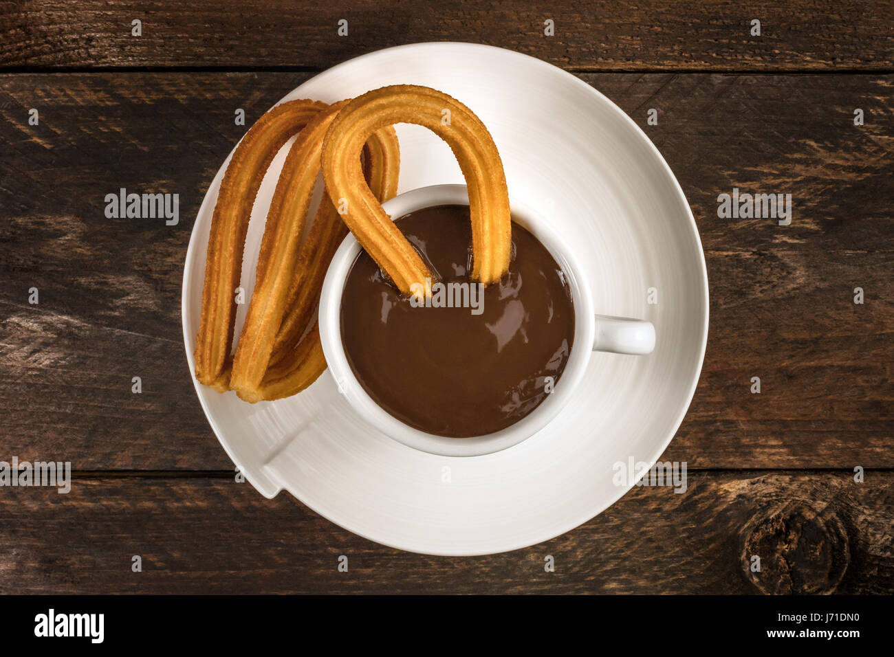 An overhead photo of churros, traditional Spanish, especially Madrid ...