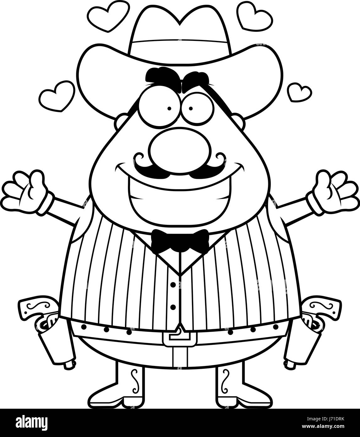 A cartoon illustration of a gunfighter ready to give a hug Stock Vector ...