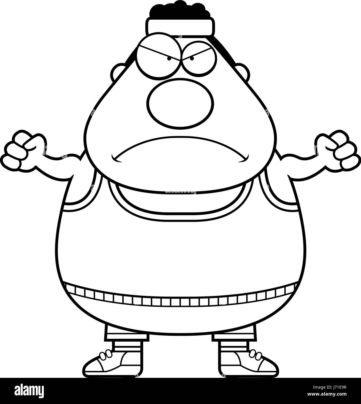 A cartoon illustration of an exercising man looking angry Stock Vector ...