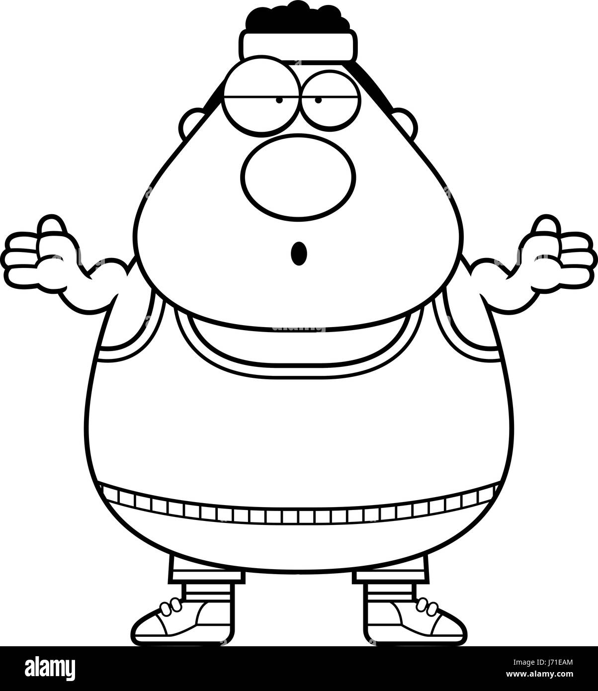 A cartoon illustration of an exercising man looking confused Stock ...