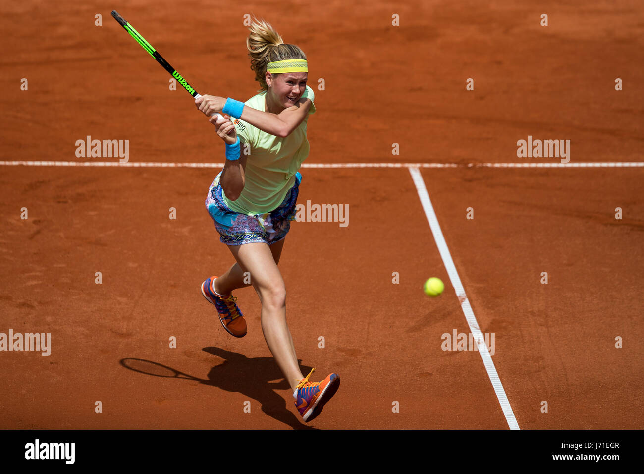 Marie Bouzkova of the Czech Republic in action against Germany's ...