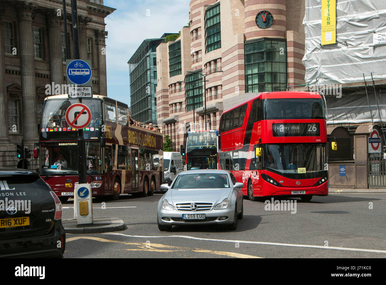 London, UK, Bank Junction. 22nd May, 2017. Traffic continues to cross ...