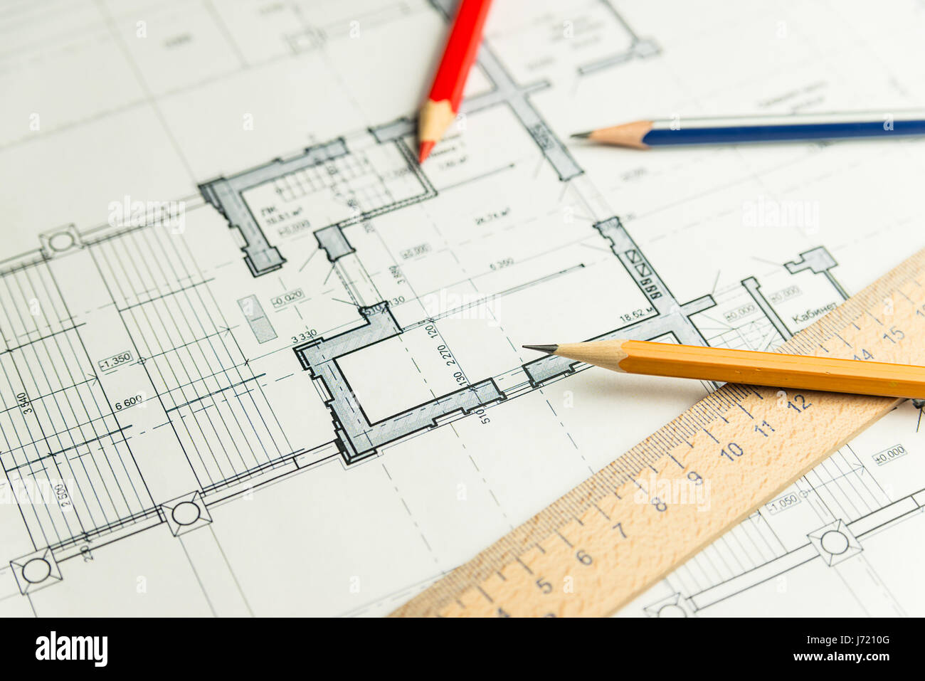 On the sheet of the drawing is a pencils and ruler Stock Photo - Alamy