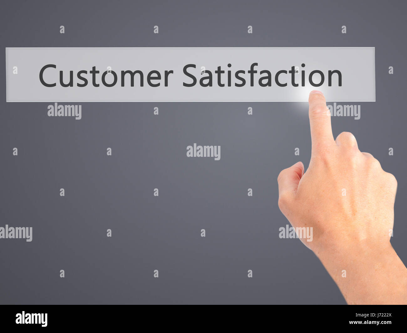 Customer Satisfaction - Hand pressing a button on blurred background ...