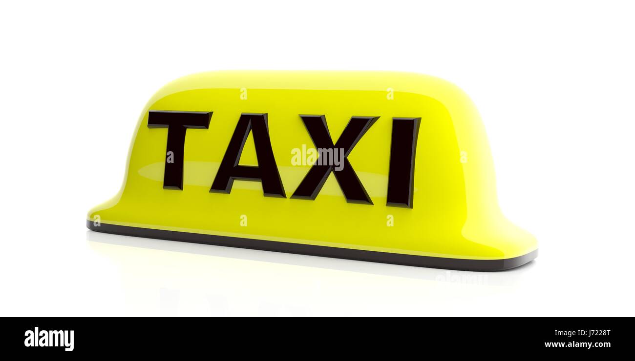 Yellow taxi sign isolated on white background. 3d illustration Stock ...