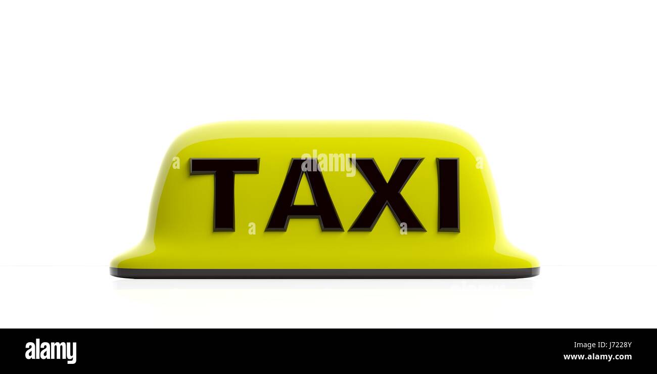 Yellow taxi sign isolated on white background. 3d illustration Stock ...