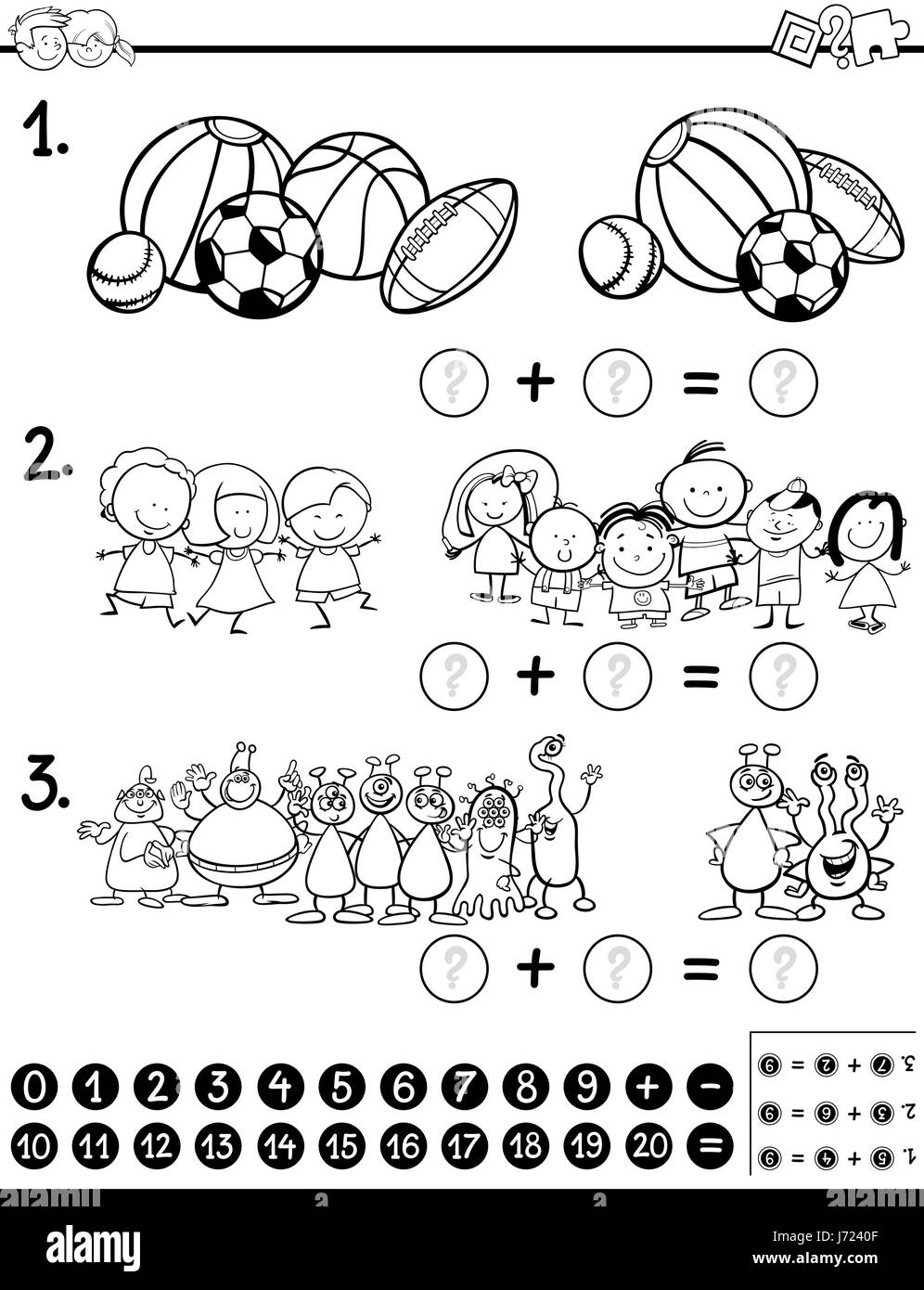 Black and White Cartoon Illustration of Educational Mathematical ...