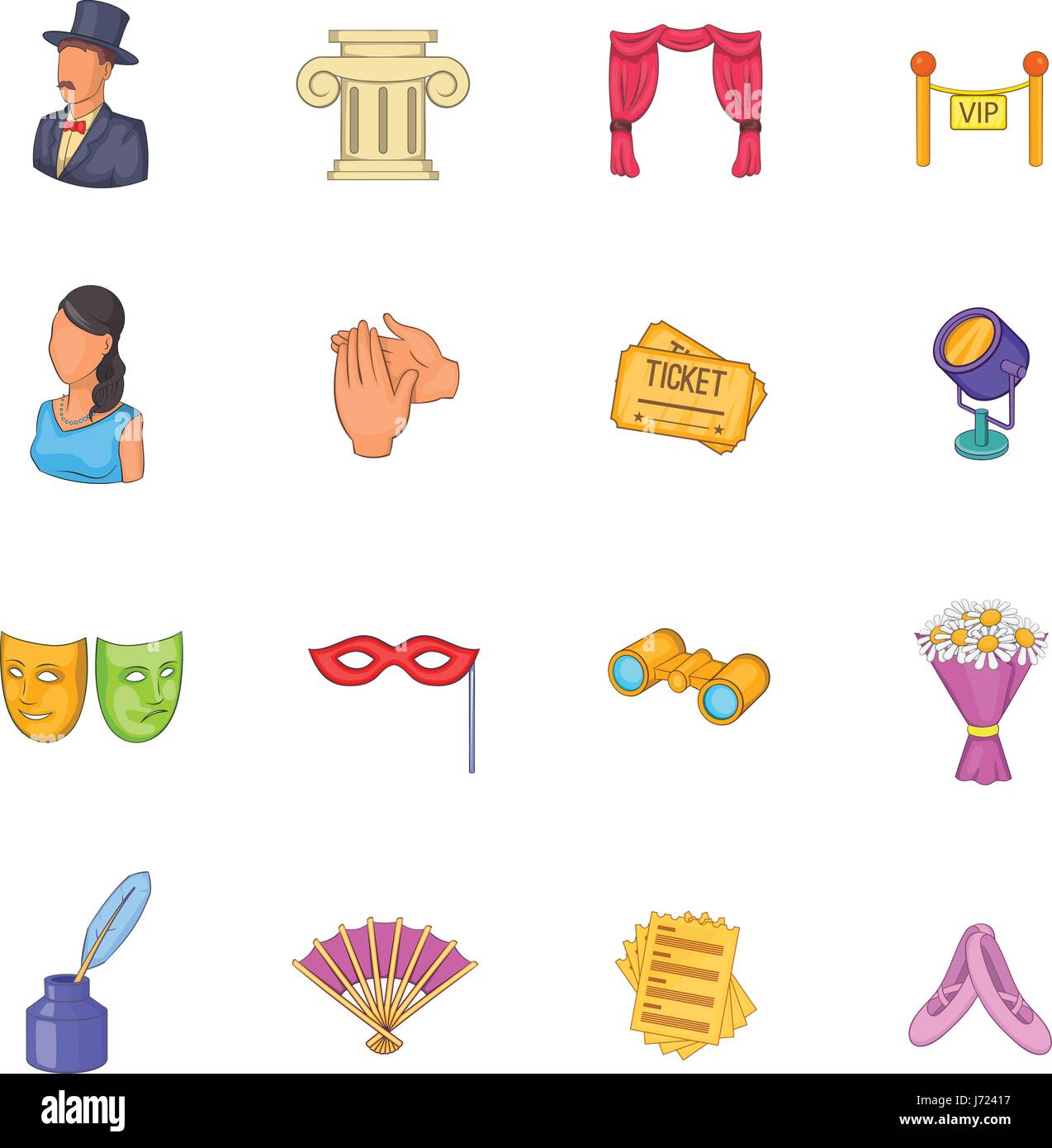 Theatre icons set, cartoon style Stock Vector Image & Art - Alamy