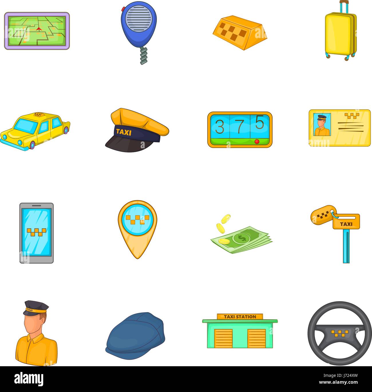 Taxi icons set, cartoon style Stock Vector Image & Art - Alamy