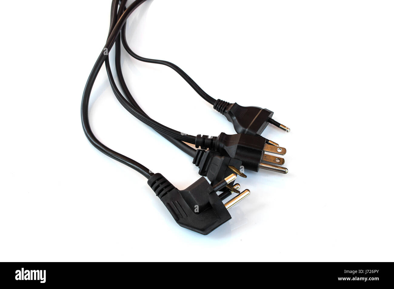 black electric plug on white background Stock Photo - Alamy