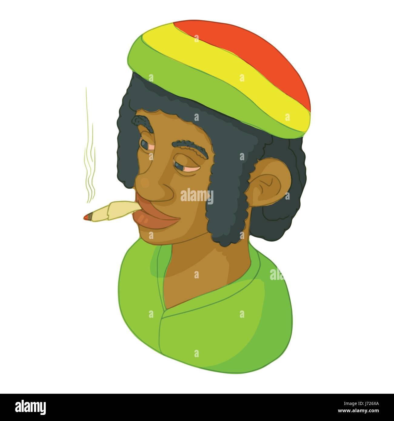 Rasta Man Cartoon Smoking