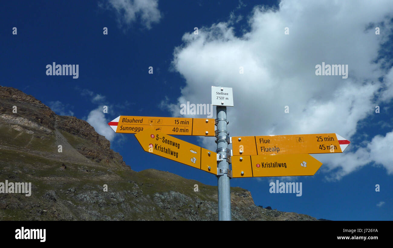 sign signal alps signposts signpost path sign signal blue mountains ...
