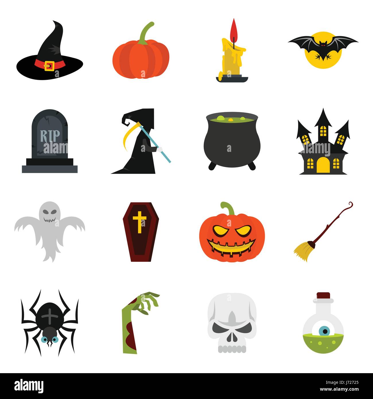 Spider skull flat style Cut Out Stock Images & Pictures - Alamy